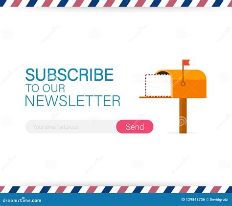 Email Subscribe Online Newsletter Vector Template With Mailbox And