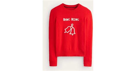 Boden Festive Embroidered Sweater Brilliant Red Ding Dong Lyst