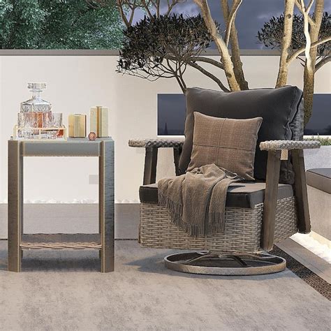 Joyside Wicker Patio Outdoor Rocking Chair Swivel Lounge Chair With