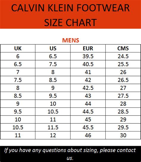 Calvinkleinsizechart5822