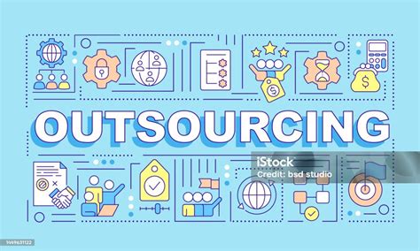 Outsourcing Konsep Kata Spanduk Biru Ilustrasi Stok Unduh Gambar