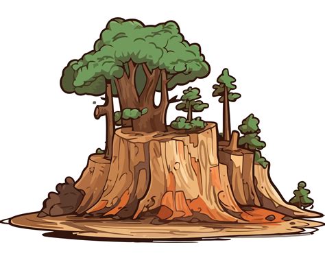 A Cartoon Tree Stump With A Tree On Top 49502802 PNG