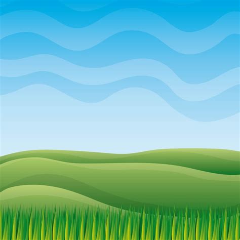 Premium Vector Nature Landscape With Sky Hills And Grass