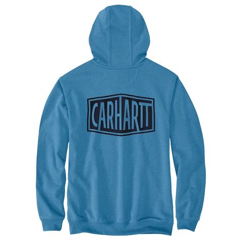 Carhartt Mens Blue Medium Weight Fleece Long Sleeve Graphic Hoodie Xl In The Sweatshirts