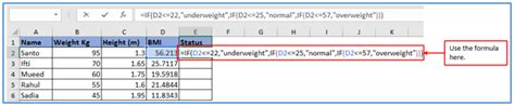 How To Calculate Bmi In Excel Body Mass Index Resource