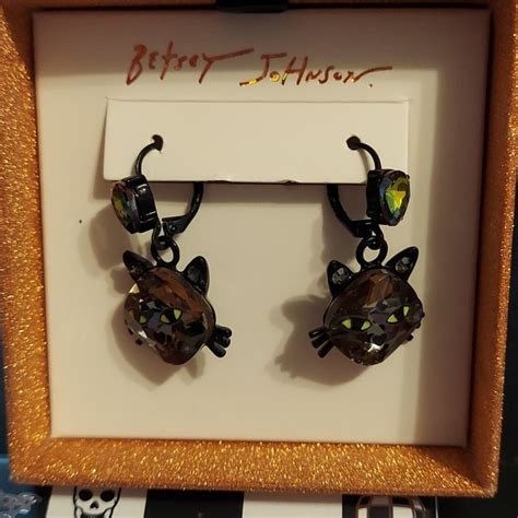 Betsey Johnson Jewelry Nib Betsey Johnson Black Cat Earrings Poshmark