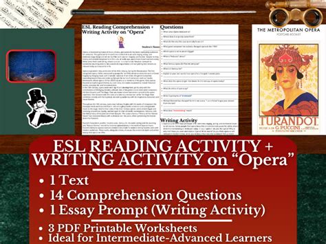 Esl Reading Comprehension Writing Activity Worksheets On Opera By Teach Simple