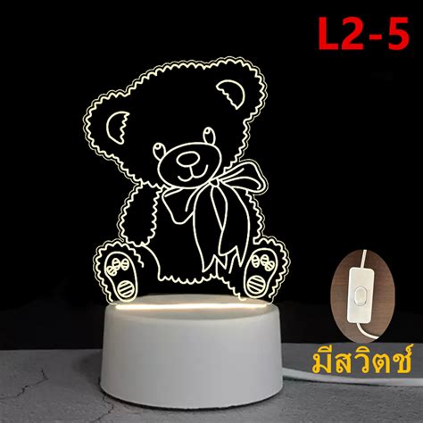 ส่งฟรี 《พร้อมส่งในไทย》3dโคมไฟอะคริลิค Led ตกแต่งห้องนอน โคมไฟตั้งโต๊ะเล็ก ๆ 3 มิติ Usbไฟกลางคืน