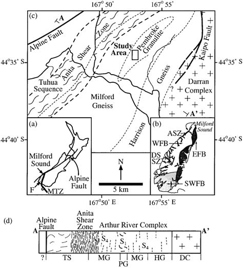 A Map Of New Zealand Showing Location Of Alpine Fault Fiordland F