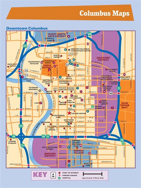 View Map Of Downtown Columbus With Hotel And Conference Venue