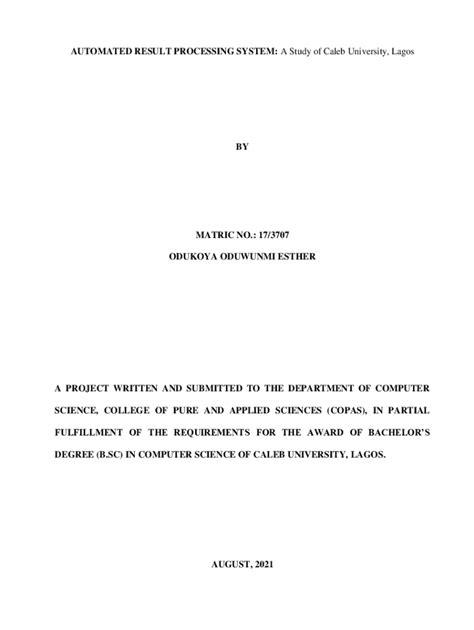 Fillable Online Modelling And Implementation Of A Result Processing