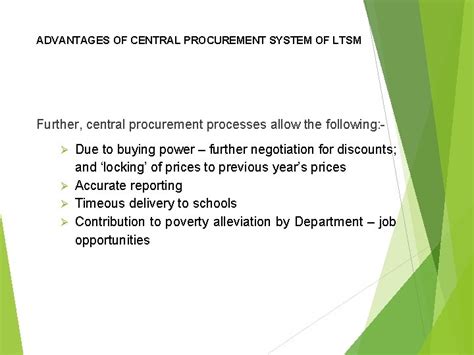 Centralised Procurement System Background Centralised Ltsm Procurement