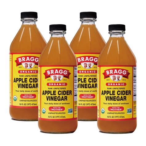 Jp Bragg オーガニック アップルサイダービネガー 473ml 4本セット【日本正規品】りんご酢 473ml
