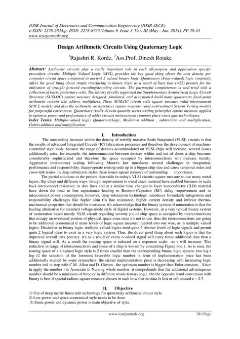 Pdf Design Arithmetic Circuits Using Quaternary Logic