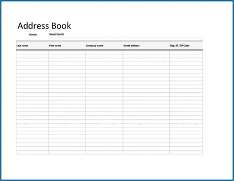 Free Printable Excel Address Book Template