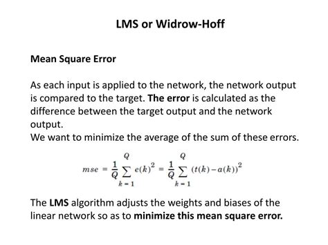 Ppt Adaline Ada Ptive Li Near Ne Uron Network And Widrow Hoff Learning Lms Algorithm