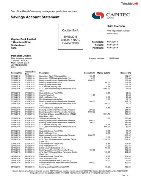 Capitec Bank Statement
