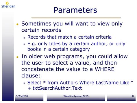 PROG Advanced Web Apps Notes On ADO NET Wendi Jollymore ACES Ppt Download