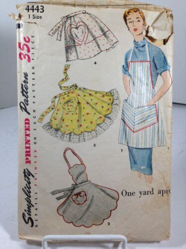 Vintage Simplicity Sewing Pattern One Yard Apron 4443 Ebay