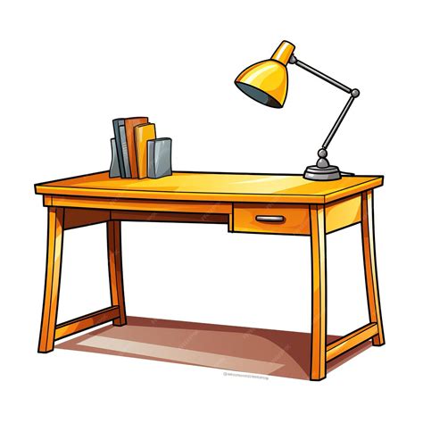 Premium Vector Yellow Color Desk Cartoon Vector White Background Isolate