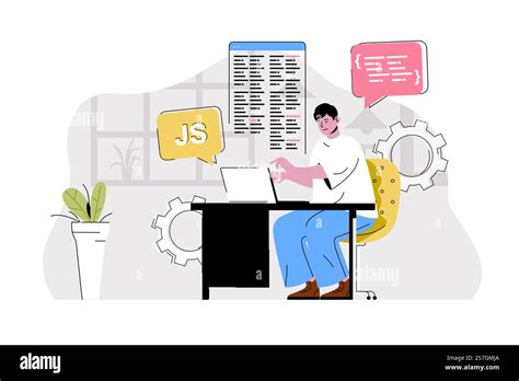 Web Developer Concept Designer Develops Site Writes Code Creates Layout Situation Online