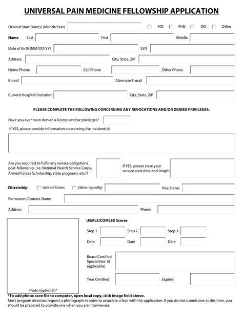 Universal Pain Fellowship Application Pdf Form Formspal