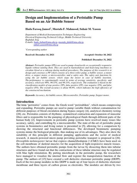 design and implementation of a peristaltic pump pdf