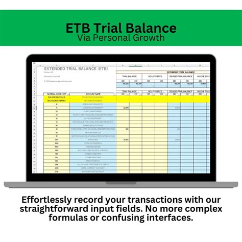 Extended Trial Balance Template Excel File With Pivot Table Etsy