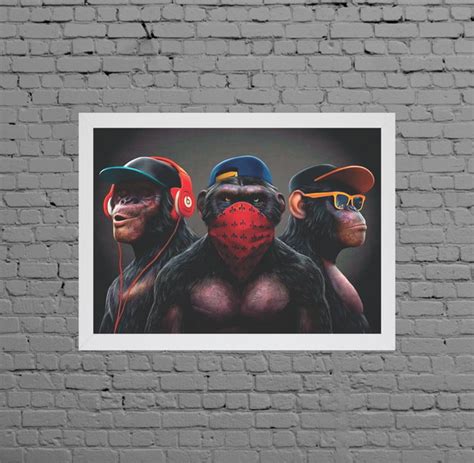 Quadro Gangue Dos Macacos Moldura Elo Produtos Especiais