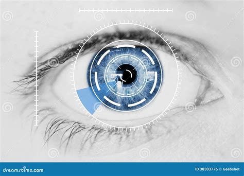 Security Iris Scanner On Blue Human Eye Royalty Free Stock Image