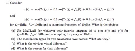 Solved Consider X T Cos Pi F C T Cos Pi F C Chegg