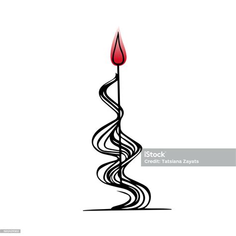 붉은 불꽃 라인 아트 판타지 모양 낙서 손으로 그리기 흰색 배경에 고립된 스케치로 촛불을 태우고 있다 곡선에 대한 스톡 벡터 아트 및 기타 이미지 Istock