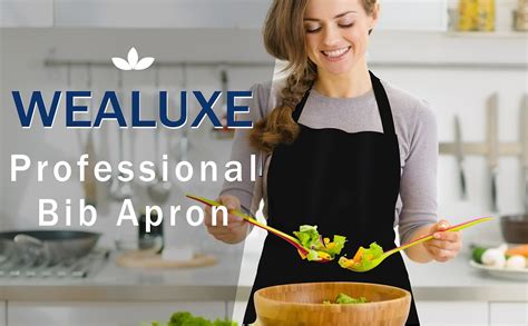Wealuxe Professional Black Bib Aprons 32x28 Inch Black