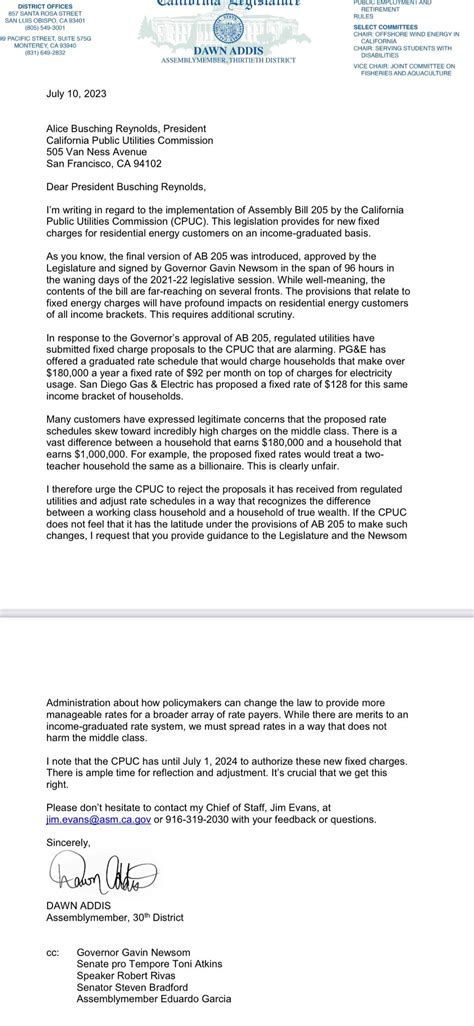 Assemblymember Dawn Addis On Twitter I Urge The Californiapuc To