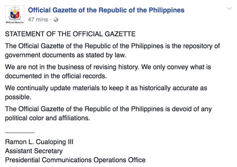 Official Gazette Under Fire For Marcos Photo Caption