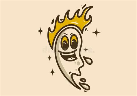 Flying Funny Ghost Character With Smiling Face Stock Vector