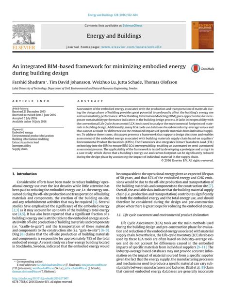 An Integrated Bim Based Framework For Minimizing Embodied 2016
