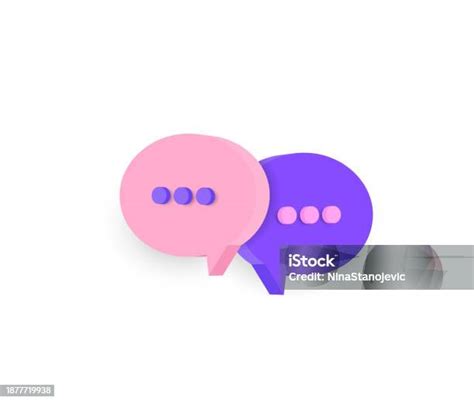 분홍색과 보라색 3d 채팅 버블입니다 Ui 디자인 아이콘입니다 벡터 일러스트 레이 션입니다 기포에 대한 스톡 벡터 아트 및 기타
