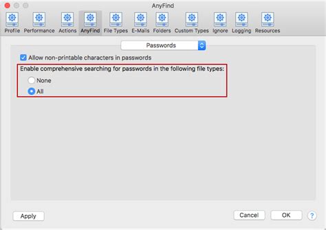Configuring Comprehensive Password Searching
