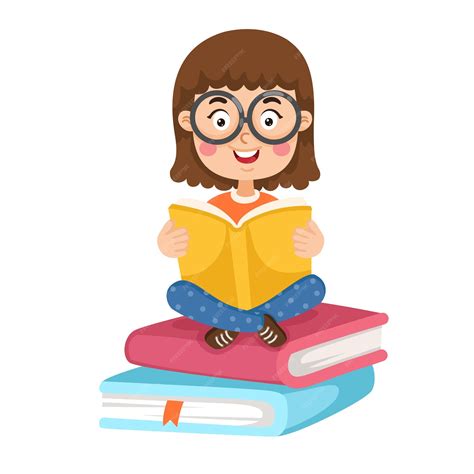 Premium Vector Illustration Of A Young Girl Reading A Book
