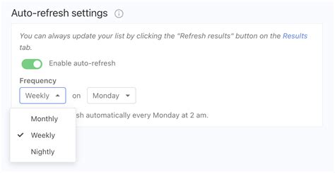 New Adjust List Refresh Frequency People