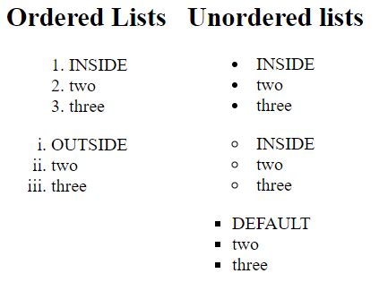 CSS Lists Tutorial Reference