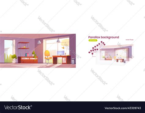 Parallax Background Home Office Interior Room Vector Image
