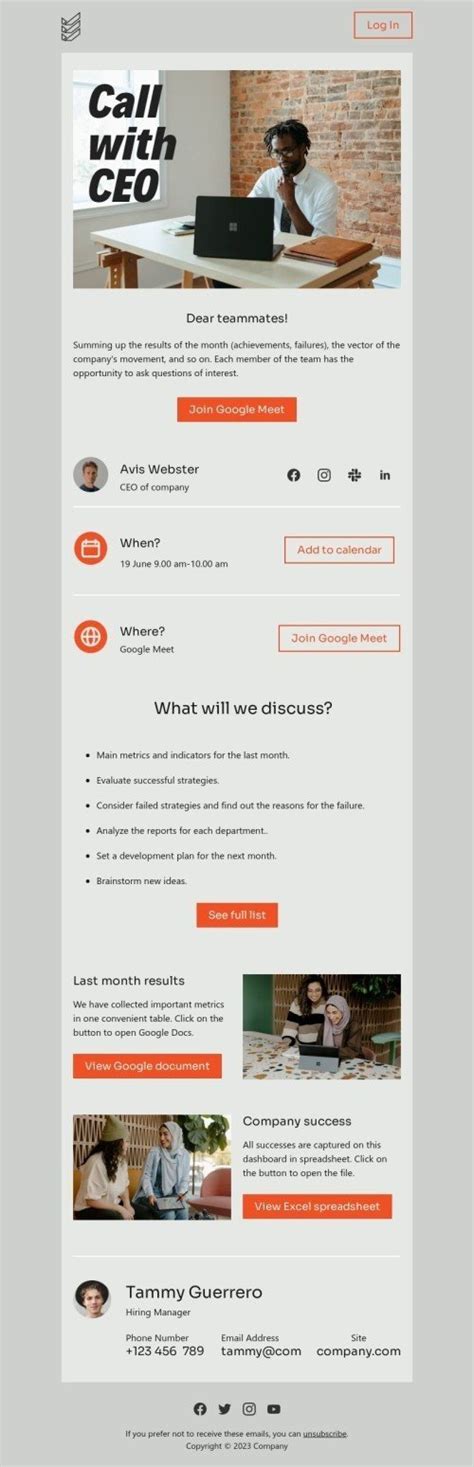 Call With CEO Email Template By Full Name Stripo Email