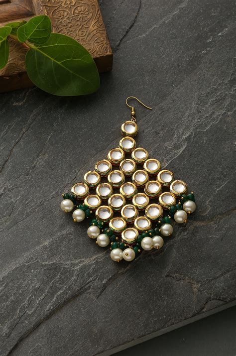 Green Gold Plated Kundan Passa Jhoomarindian Etsy