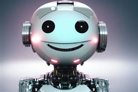 Robot With A Smile On His Face Cyborg With A Happy Expression On His