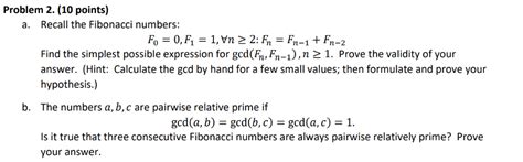 solved problem 2 10 points recall the fibonacci numbers
