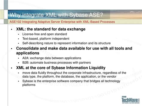Ppt Ase102 Integrating Adaptive Server Enterprise With Xml Based Processes Powerpoint