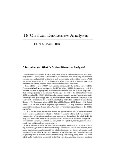 Pdf Critical Discourse Analysis 1