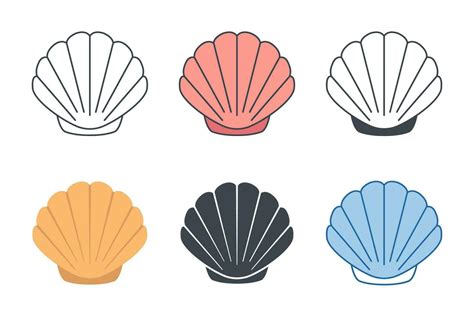 Seashell Icon Collection With Different Styles Pearl Shell Icon Symbol Vector Illustration